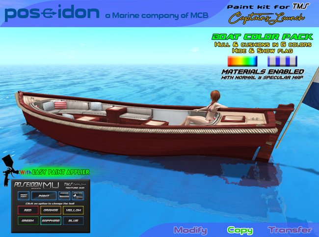 Second Life Marketplace - ::POSEIDON:: CAPTAIN LAUNCH - BOAT COLOR PACK ...