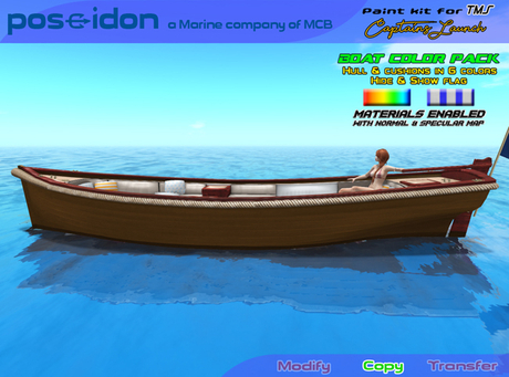 Second Life Marketplace - ::POSEIDON:: CAPTAIN LAUNCH - BOAT COLOR PACK ...