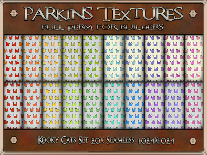 Second Life Marketplace - Parkins Textures - Kookie Cats Set - 20x Full ...