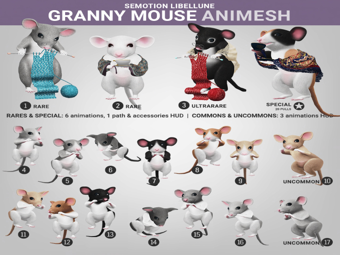 Second Life Marketplace - SEmotion Libellune Granny Mouse Animesh #15