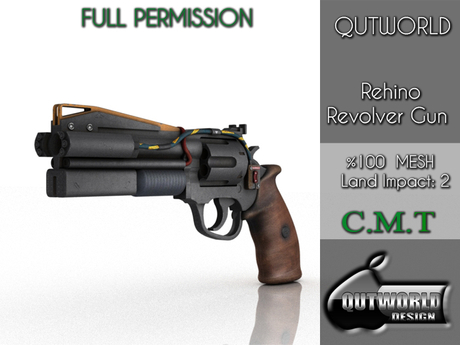 Second Life Marketplace - .::QUTWORLD Rhino Revolver Gun::.FP