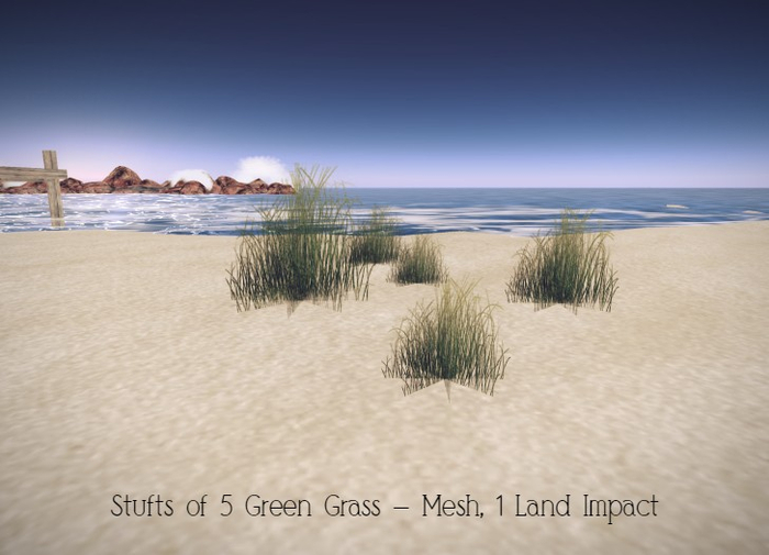 Second Life Marketplace - Stufts of 5 Green Grass - Mesh, 1 LI (Boxed)