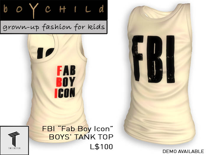 Second Life Marketplace - .:BC:. Boys' Tank 'Fab Boy Icon'