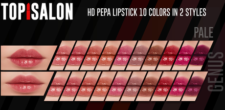 Second Life Marketplace - TOP1SALON - HD PEPA LIPSTICK (Genus) PALE