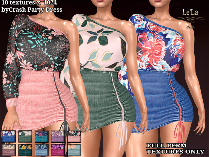 Second Life Marketplace - byCrash-Party dress Textures Pack 1
