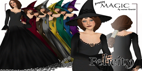 Second Life Marketplace - Felicity gown with witch hat purple [by ...