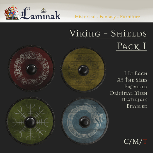 Second Life Marketplace - Laminak - Viking Shield Style 1 - Fatpack