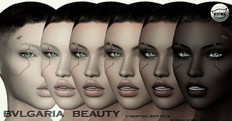 Second Life Marketplace - BVLB CYBERPUNK BOM Face Skin for Catwa DEMO