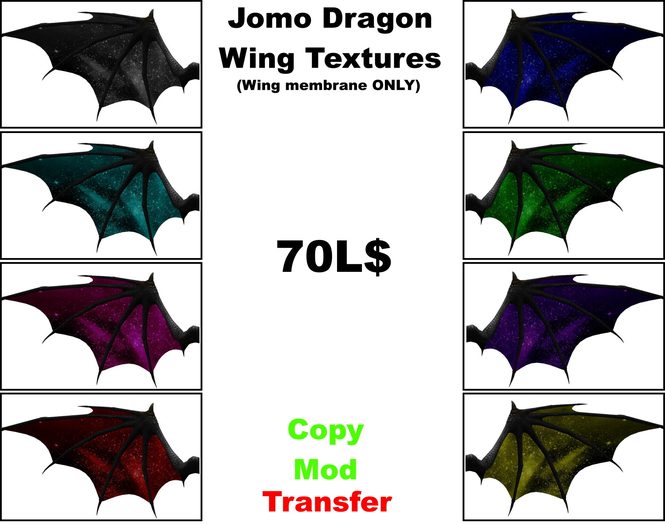 Second Life Marketplace - Astral Wing Texture Pack [Jomo Dragon]