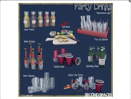 Second Life Marketplace - Second Spaces - Party Drinks full set with RARE
