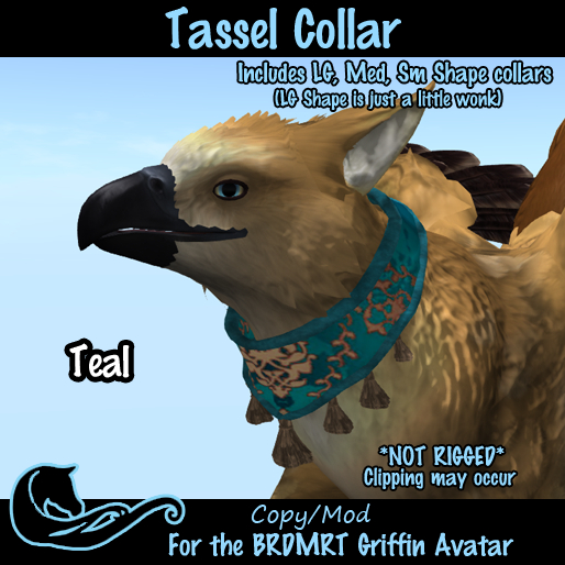 Second Life Marketplace - BRDMRT Griffin Tassel Collar-Teal