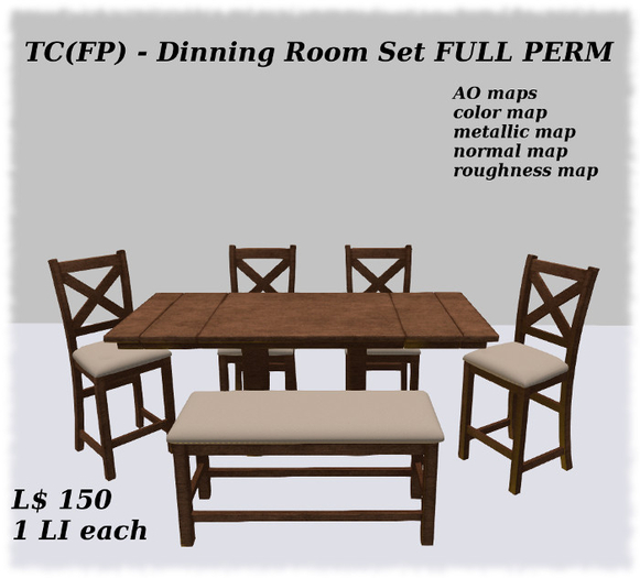 Second Life Marketplace - Dinning Room Set FULL PERM