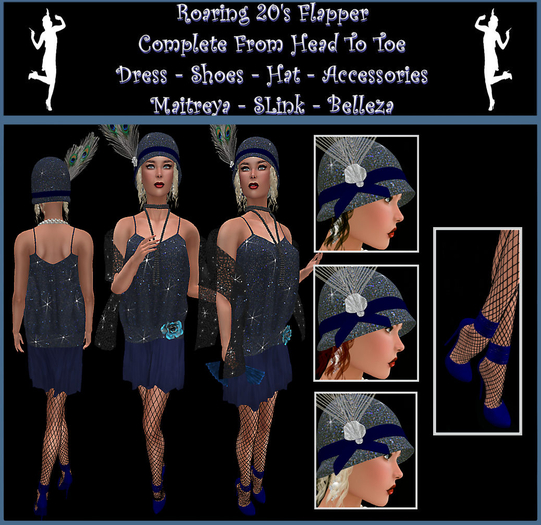 Second Life Marketplace - ROARING 20'S FLAPPER DARK BLUE SPARKLE ...