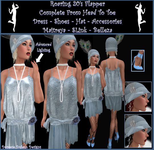 Second Life Marketplace - ROARING 20'S FLAPPER SILVER MAITREYA SLINK ...