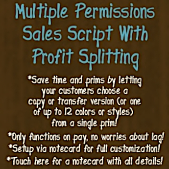 Second Life Marketplace - Multiple Selection Sales Script With Profit ...