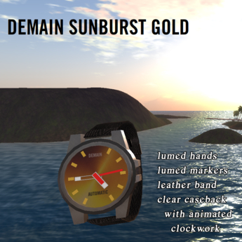 Second Life Marketplace - Demain Sunburst Gold Wristwatch