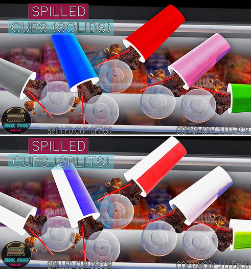 Second Life Marketplace - Junk Food - Spilled Cups (Splits)