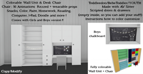Second Life Marketplace - *CC* Colorable Wall/Desk Unit Set [boxed]