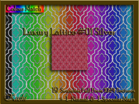 Second Life Marketplace - Luxury Lattice #01 Silver Seamless Texture Set