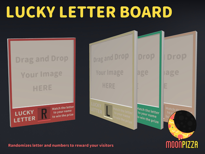 Second Life Marketplace - MOONPIZZA - Lucky Letter Board