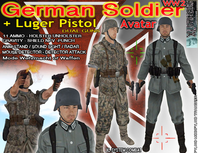 Second Life Marketplace - German Soldier Avatar + Luger Pistol