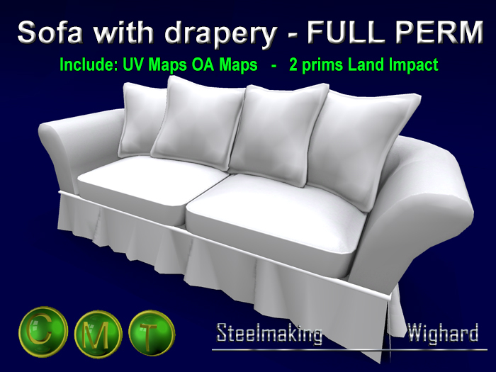 Second Life Marketplace - Sofa with drapery - full permits