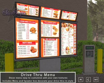 Second Life Marketplace - *SS* Drive Thru Menu