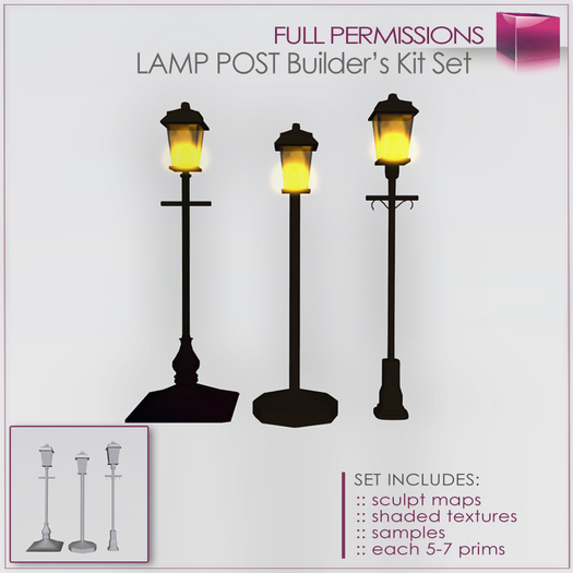 Second Life Marketplace - Full Perm Sculpted Street Lamp Post - Builder ...