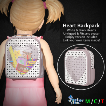 Second Life Marketplace - [Jester Inc.] White & Black Hearts Backpack!