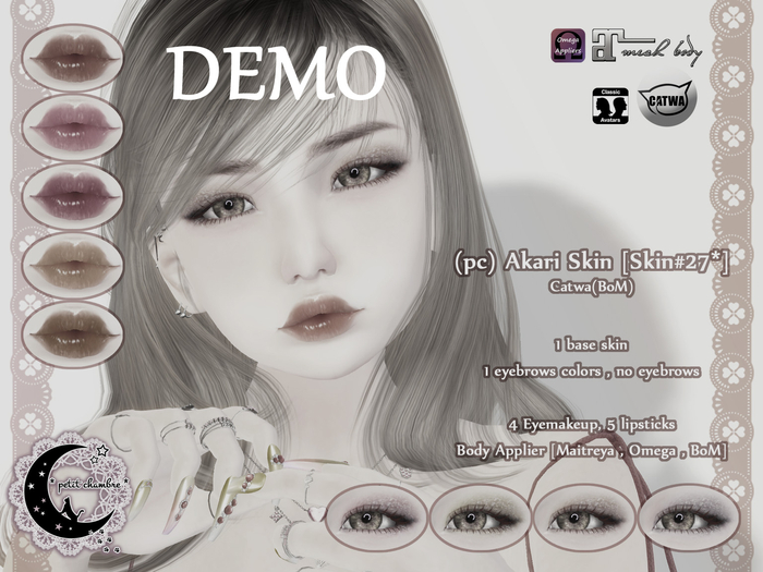 Second Life Marketplace - [DEMO](pc) Akari Skin [Catwa/BoM+Maitreya ...