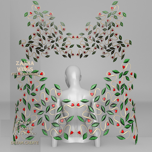 Second Life Marketplace - !Lyrical B!zarre Templates! - Zanna Wings MESH FP
