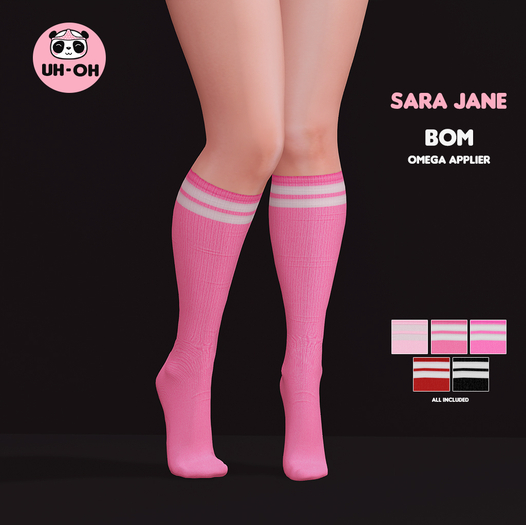 Second Life Marketplace - uh-oh: Sara Jane Striped Knee Socks - Pink ...
