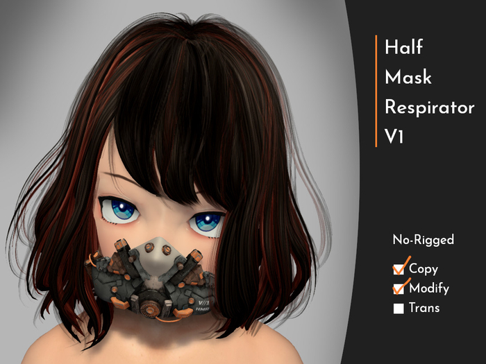 Second Life Marketplace - =MU*TU= Half Mask Respirator V1 (No-Rigged)