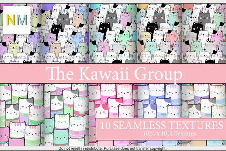 Second Life Marketplace - The Kawaii Group Patterns Kit 10 Seamless ...