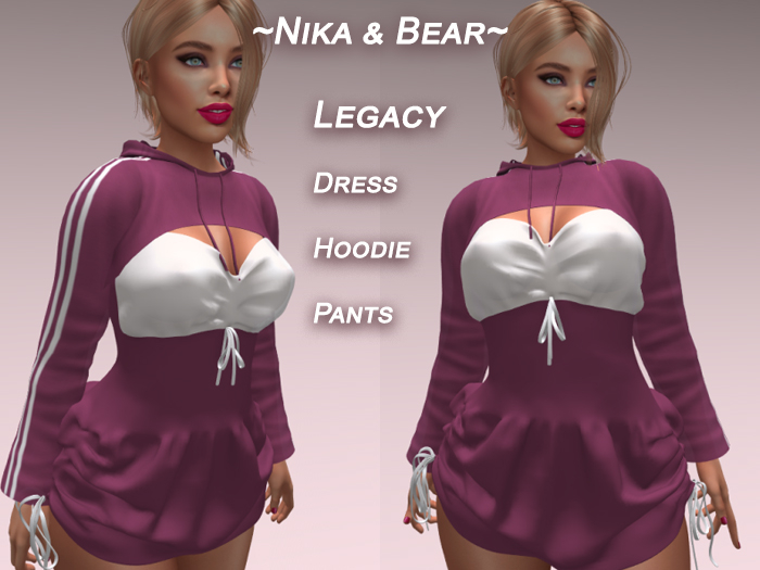 Second Life Marketplace ~nika And Bear~ Mesh Dress And Hoodie Legacy Pink