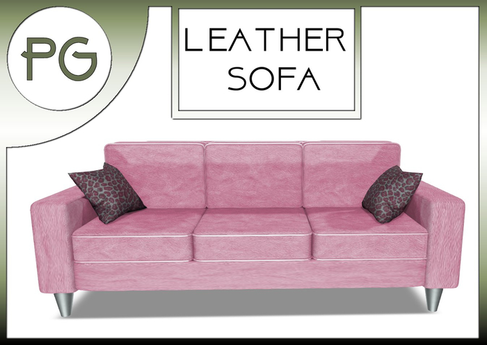 Second Life Marketplace - Leather Sofa-PG-Pink