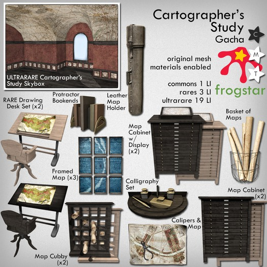 Second Life Marketplace - Frogstar - Map Cabinet w/Display (Light)