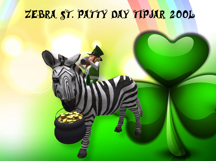 Second Life Marketplace - zebra st patty tipjar bagged
