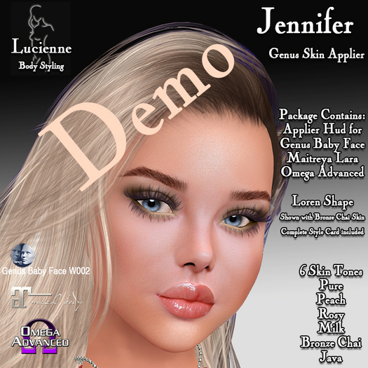 Second Life Marketplace - Genus Skin Jennifer by Lucienne Body Styling DEMO