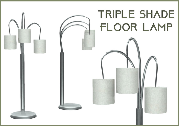 Second Life Marketplace - Triple Shade Floor Lamp - Silver