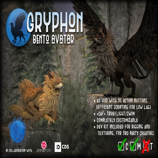 Second Life Marketplace - ~Blue Pearl~ Gryphon Avatar Egg V1.3