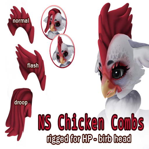 Second Life Marketplace - NS Chicken comb rigged to HP birb head