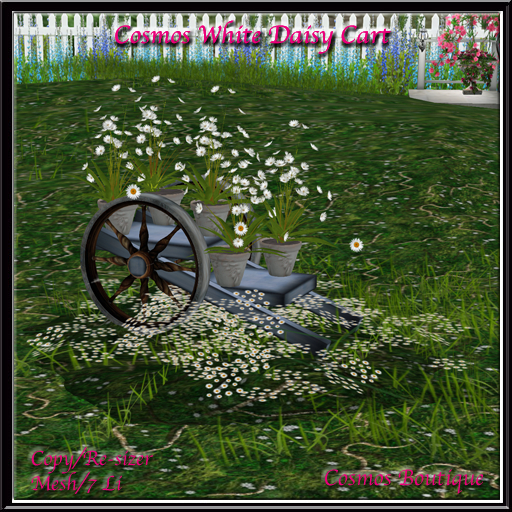 Second Life Marketplace - Cosmos White Daisy Cart (BOX)