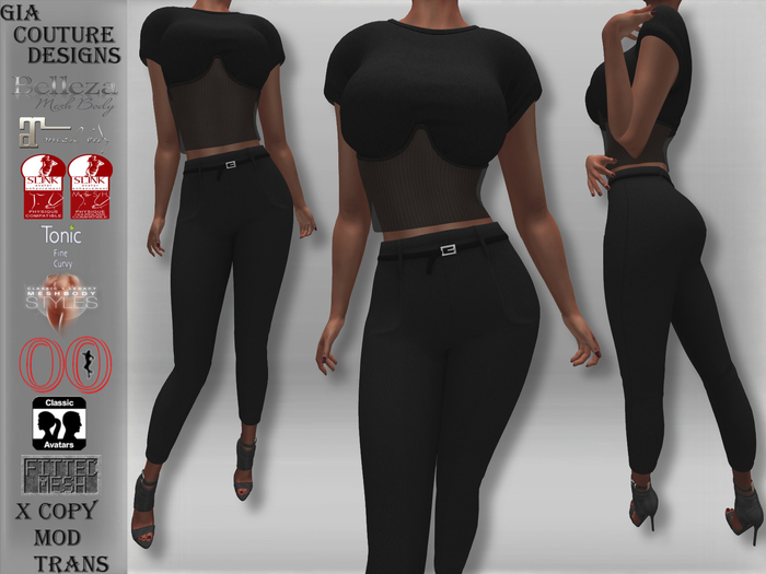 Second Life Marketplace - "GCD" Davina Transparent Tops Black