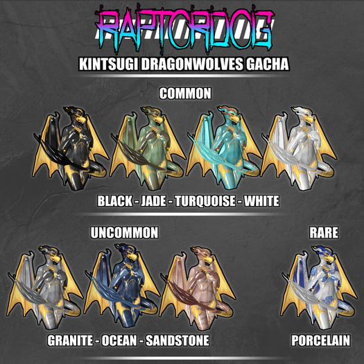 Second Life Marketplace - RAPTORDOG // KINTSUGI DRAGONWOLF (JADE ...