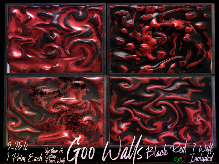 Second Life Marketplace - Strange Merchant - Goo Walls Black Red