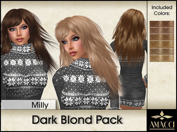 Second Life Marketplace - Amacci Hair ~ Milly - Dark Blond Pack