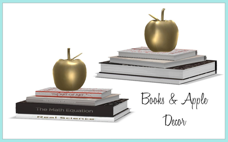 Second Life Marketplace - Books & Apple Decor-Gold