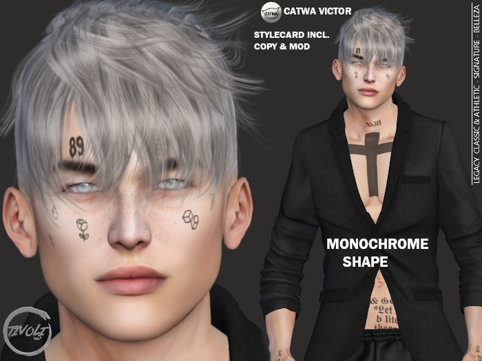 Second Life Marketplace - - Tivoli inc - Catwa Victor Shape Monochrome ...