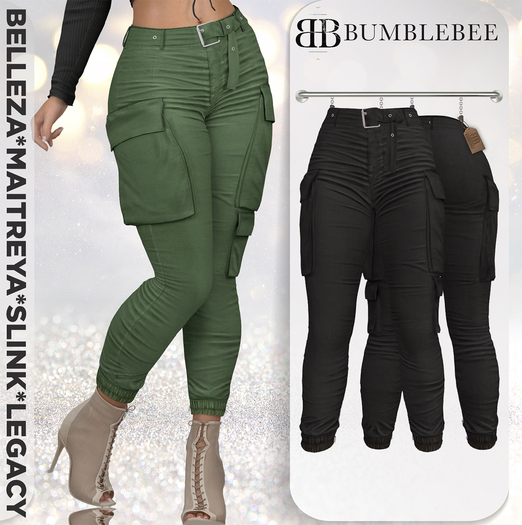 Second Life Marketplace - Bumblebee - Wonder Cargo Pants - Black